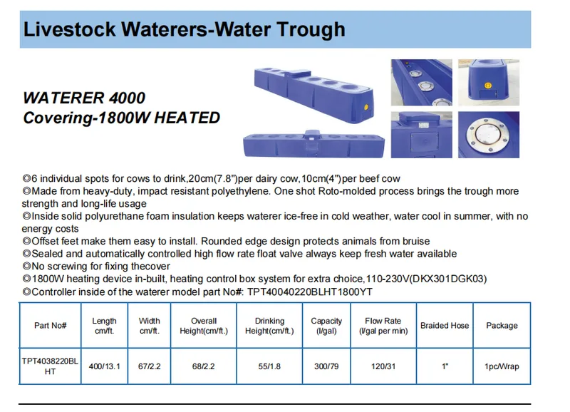 Livestock water troughs for cattle and sheep